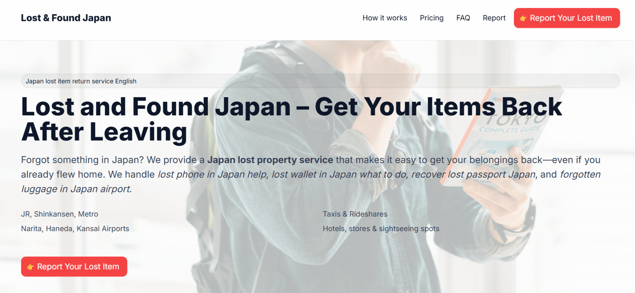Lost and Found Japan | Lost Item Japan | Easy English Support to Get ...